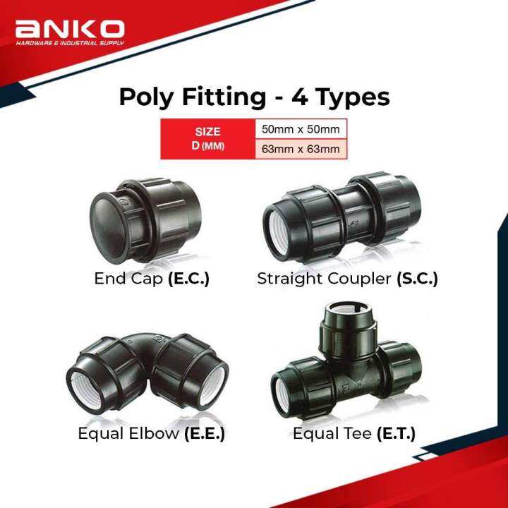 HDPE Poly Fitting Poly PP Pipe Connector End Cap/Straight Coupler/Equal Elbow/Equal Tee 50mm ...