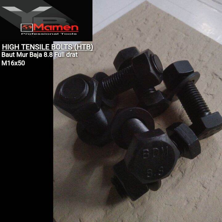 Baut mur baja M16x50 grade 8.8 / baut HTB 8.8 M16X50 | Lazada Indonesia