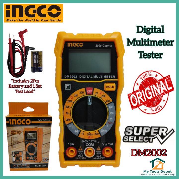 Ingco Original Digital Multimeter Tester CAT.III 600V DM2002 | Lazada PH