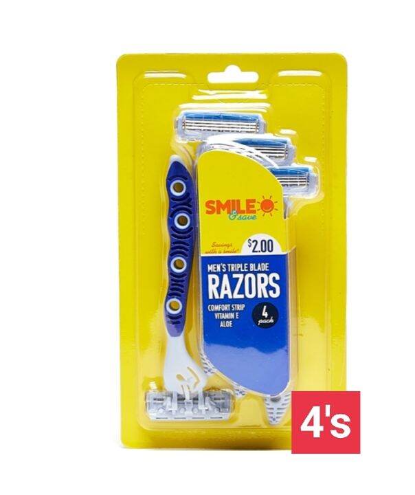 Smile & Save Men's Triple Blade Razors 4packs | Lazada PH