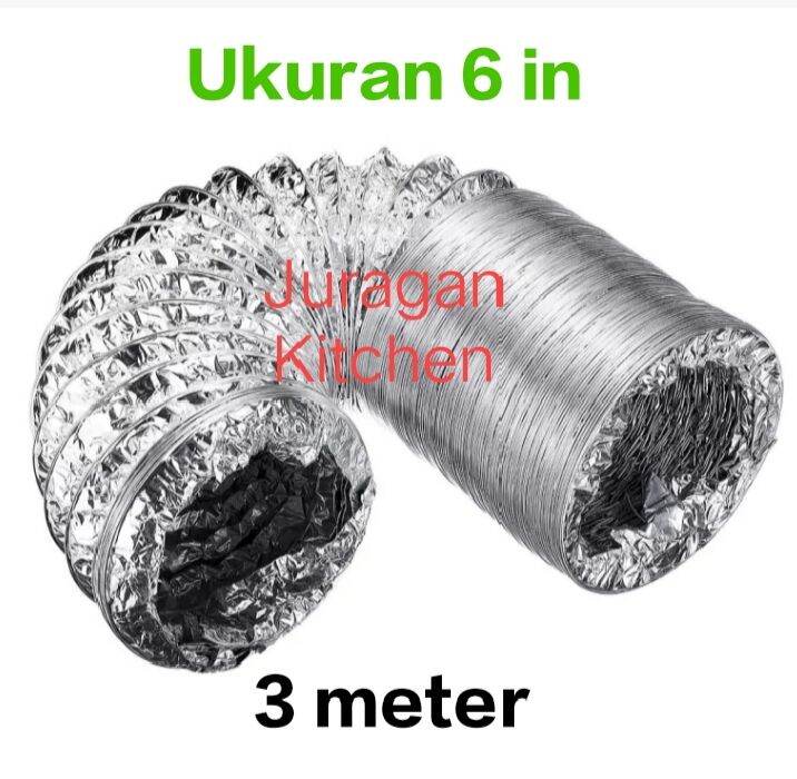 Flexible ducting 6 in (3 meter) pipa cooker hood exhaust AC cerobong ...