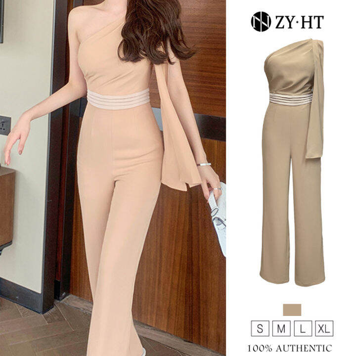 ZY.HT EraVogue จั๊มสูทหญิง สีกากี จั้มสูทขายาว จั้มสูทไหล่เฉียง ชุด ...