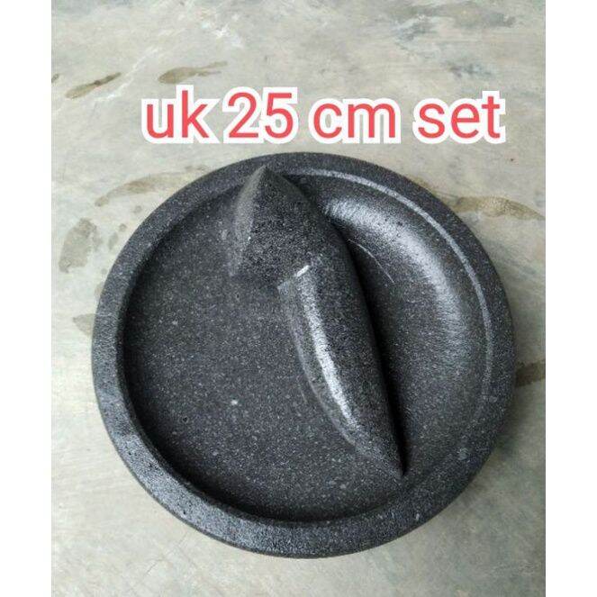 Cobek coet ulekan batu asli 25 cm super layah batu lemper batu | Lazada ...