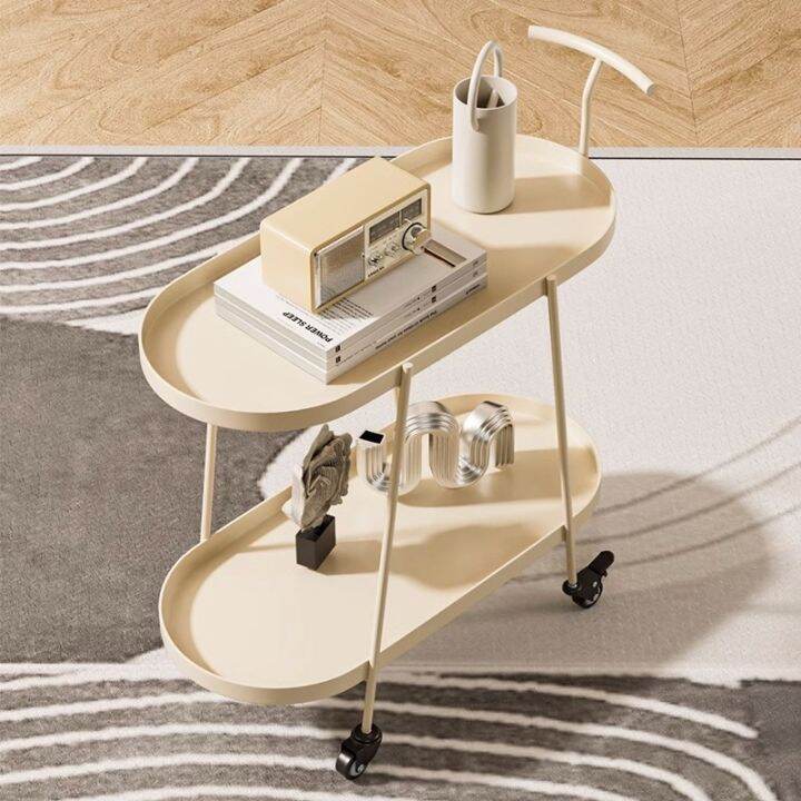 Creative Cream Style Movable Side Table Home Living Room Trolley Double ...