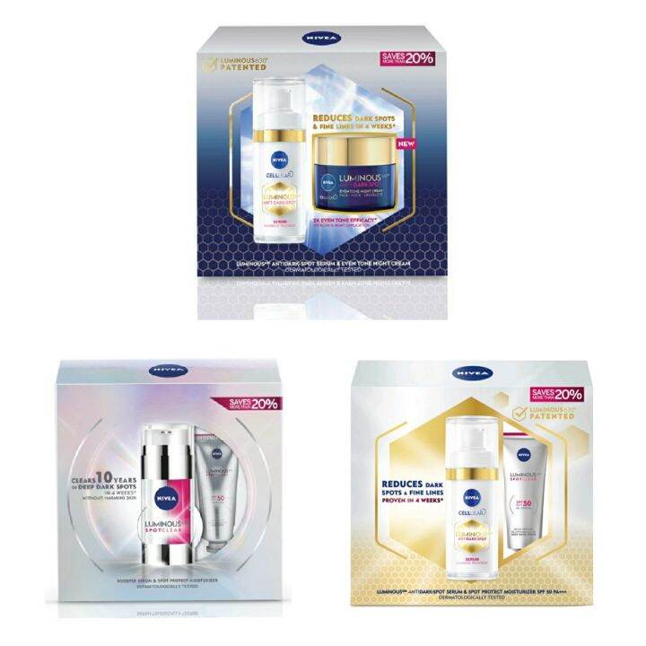 NIVEA Luminous630 Anti Dark Spot Gold Treatment Set/Night Set/Treatment ...