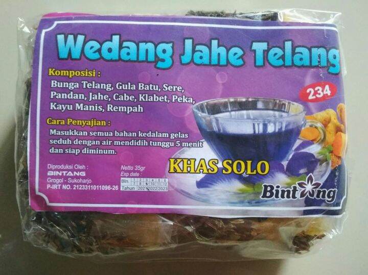 WEDANG JAHE BUNGA TELANG KERING REMPAH KHAS SOLO per bungkus | Lazada Indonesia