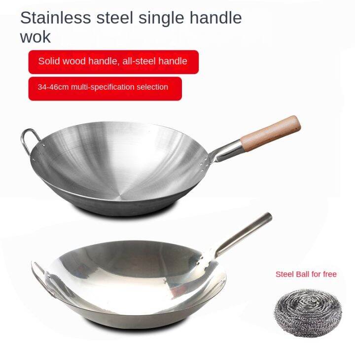 Round Bottom Uncoated Single Handle Pot Single Ear Stainless Steel Pot ...