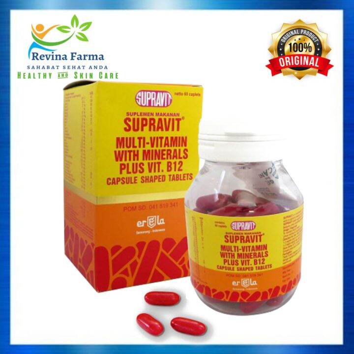 Supravit botol Multivitamin dan mineral isi 60 kaplet vitamin C, B ...