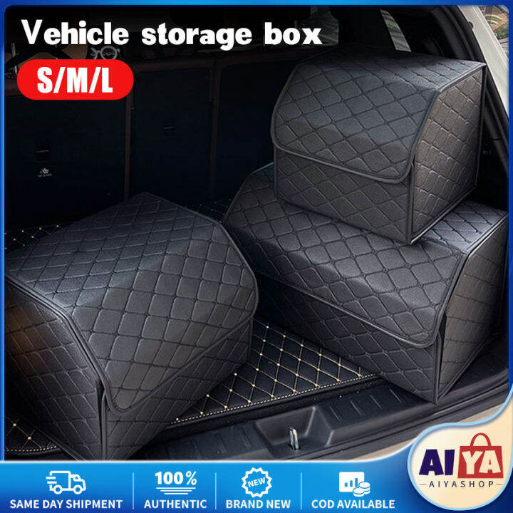 ★Same Day Shipping★ Car PU Leather Trunk Storage Organizer Box With Lid ...