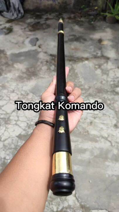 Tongkat Komando Kayu Kelor Hitam Variasi Alpaka Pangkat Melati 2 ...