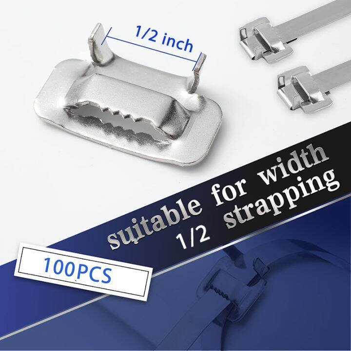 100pcs Stainless Steel Buckles 1/2 Metal Cable Clamp | Lazada PH