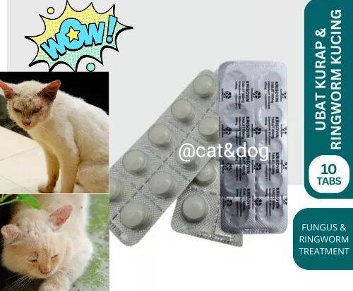 ubat fungus kurap& ringworm Kucing dan Anjing 10s | Lazada
