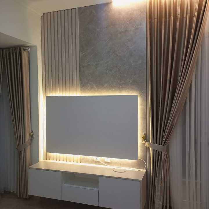 Backdrop TV tempat tv credenza partisi sekat ruangan hpl | Lazada Indonesia