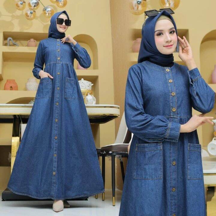 Gamis Jeans Wanita Terbaru 2023 Kekinian Simple Dan Elegan | Lazada ...