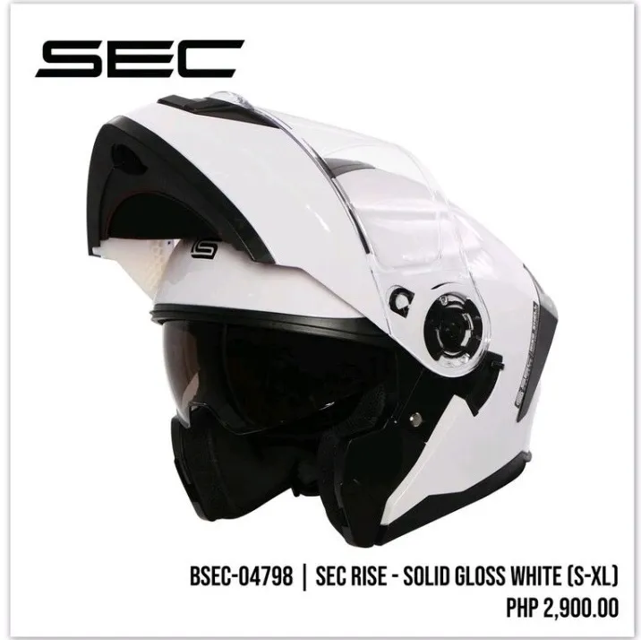 sec rise modular helmet with FREE SMOKE LENS gloss white | Lazada PH