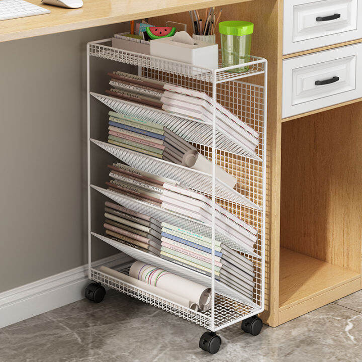 Desk Side Small Bookshelf Book Storage Reading Rack Table Side with ...