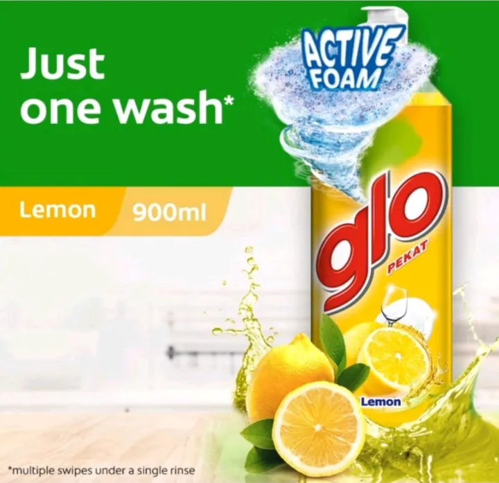 Glo Active Foam Lemon Dishwash Liquid 900ml.. | Lazada