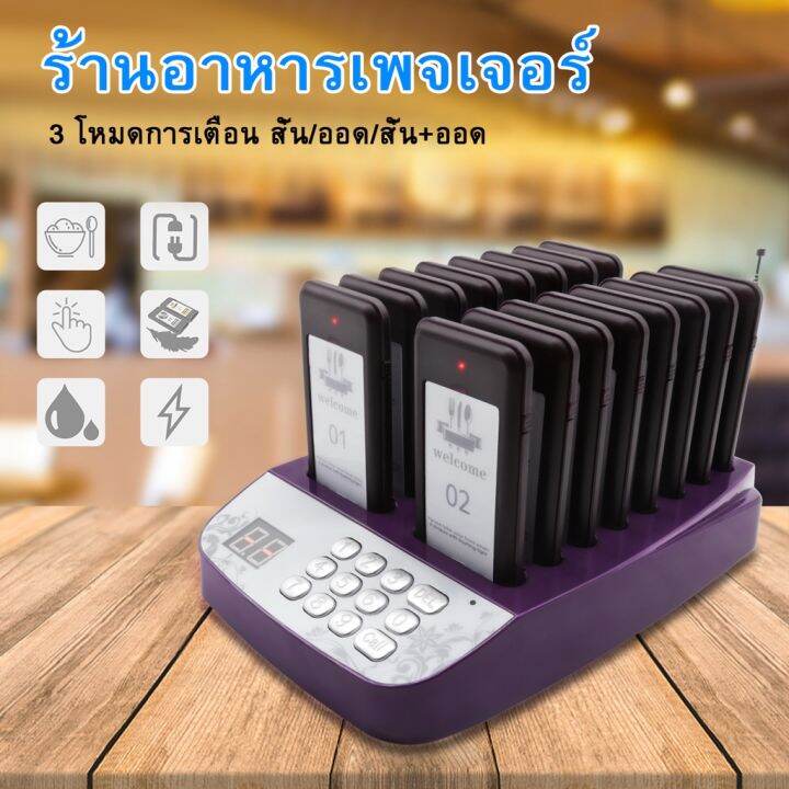 🚚จัดส่ง1-2วัน🚚 Daytech Wireless calling system เครื่องเรียกคิว ระบบคิว 16 เพจเจอร์ สำหรับ ...