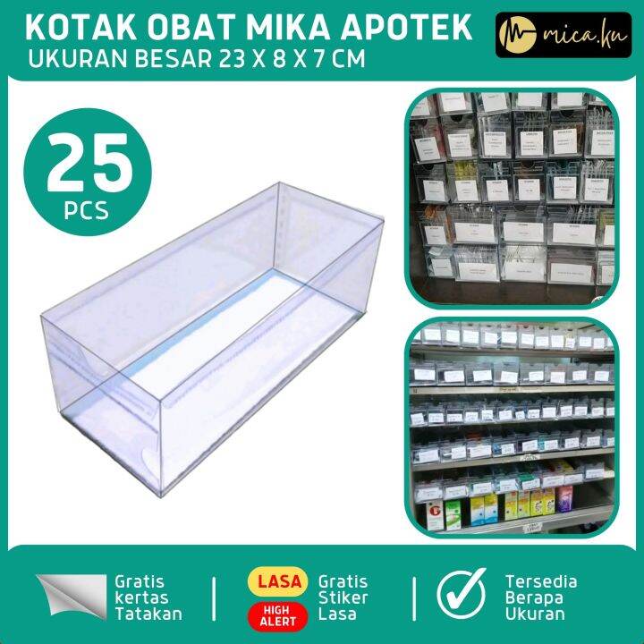 25 pcs Kotak Obat Mika besar 23x8x7 cm / Apotek / Puskesmas / Rumah ...