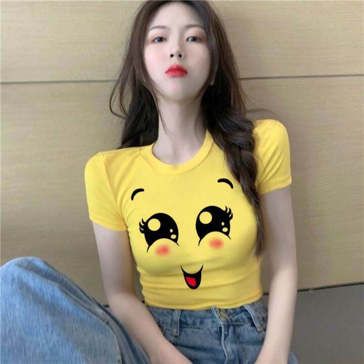 YELLOW CROPTOP LADIES TOPS SUBLI PRINTS | Lazada PH