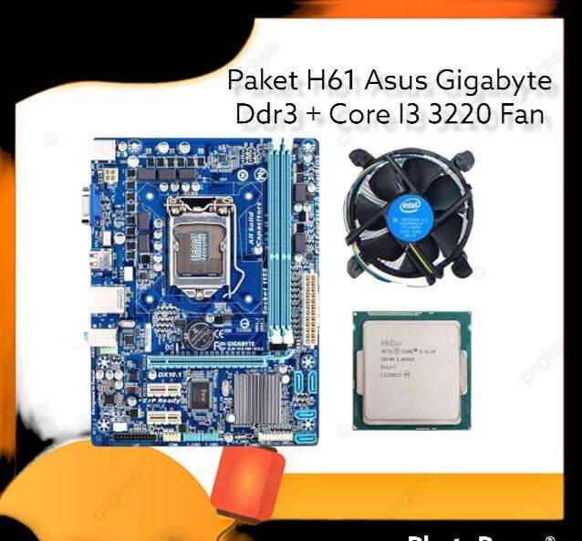 Paket Motherboard H61 Ddr 3 Prosesor Core I3 3220 Gen 3 Fan Asus ...