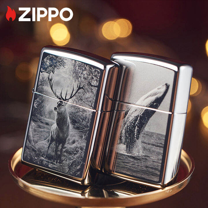 Zippo Deer In The Woods Design Black Ice Pocket Lighter | Zippo 49059 ...