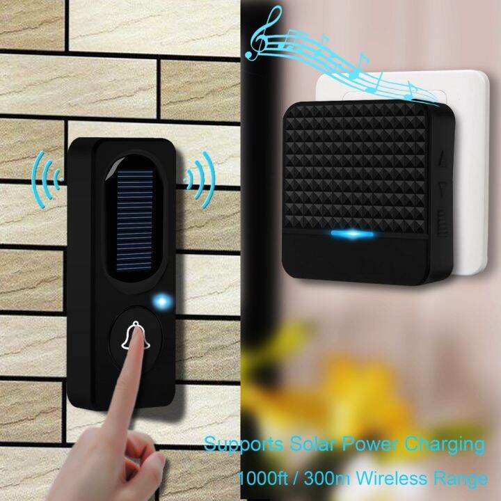 Solar Doorbell Low Power Home IP65 Waterproof 300M Door Bell Chime ...