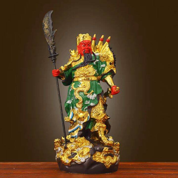 LARGE Guan Gong Statue 5 Victory Flags LARGE Kuan Kong Statue with 5 ...