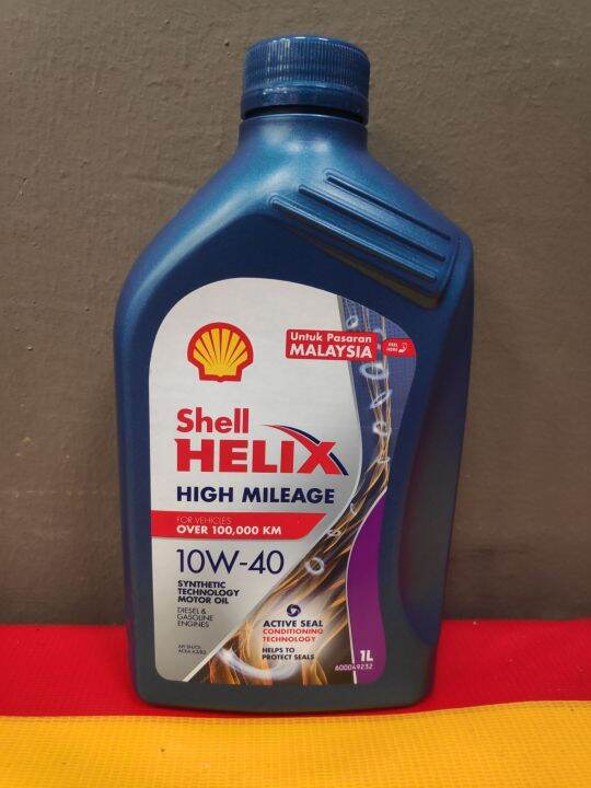 Shell Lubricant Oil (Minyak Hitam Kereta) Helix High Mileage 10W-40 (1L ...