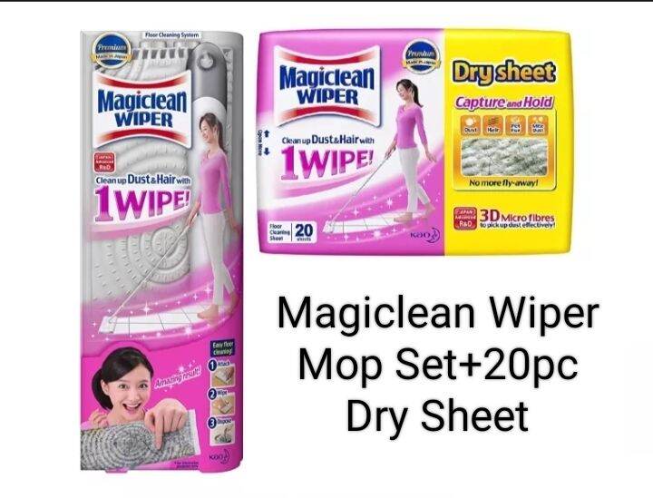 (Ready Stock) Magiclean Wiper Mop Set Free 20pc Dry Sheet | Lazada