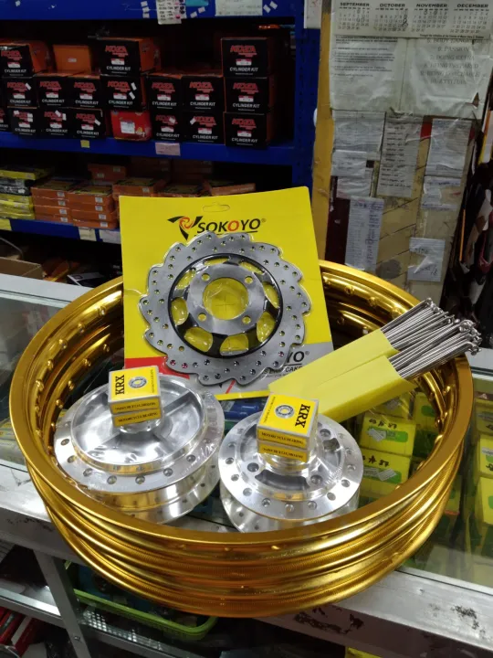rim set for xrm (gold rim/gold hub/gold rayos/4pcs bearing/disc plate ...