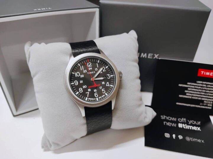 TIMEX: TW2V07500 Field LLB Men’s Watch (Black/ Brown Leather) : สินค้า ...