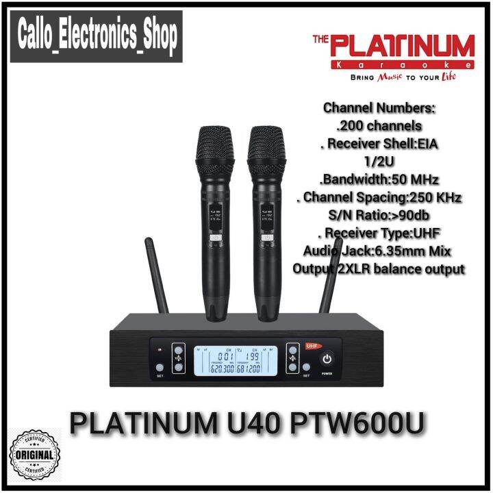 Platinum U40 PTW 600U Professional Wireless Microphone | Lazada PH