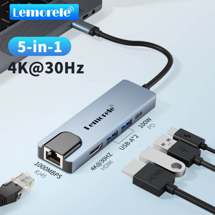 Lemorele USB C hub (5-in-1, upgraded version), USB C multi-port adapter ...