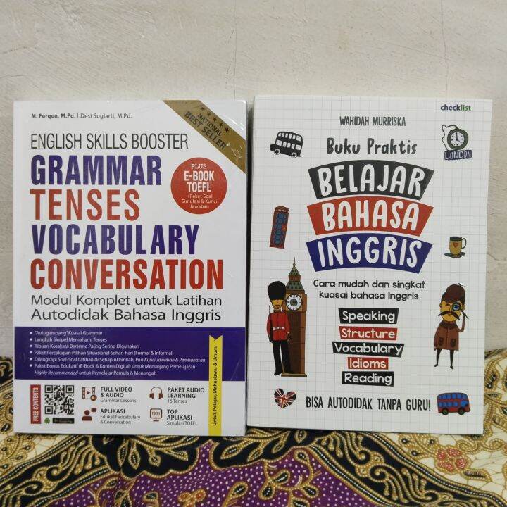 1 Paket 2 Buku, English Skills Grammar Tenses Vocabulary Conversation dan Buku Praktis Belajar ...