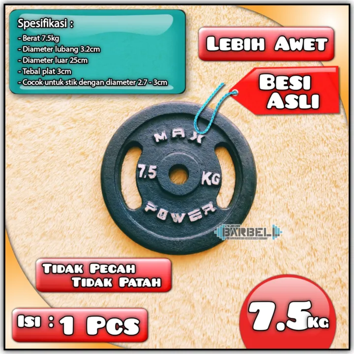 Plat 7.5kg 1pcs - pemberat barbel 7.5kg - lempengan besi barbel 7.5kg ...