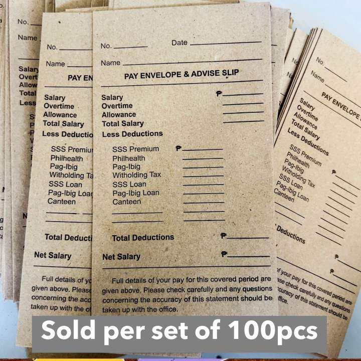 Pay Envelope & Advise Slip KRAFT Size: 4 inches x 7 1/2 inches (SOLD ...