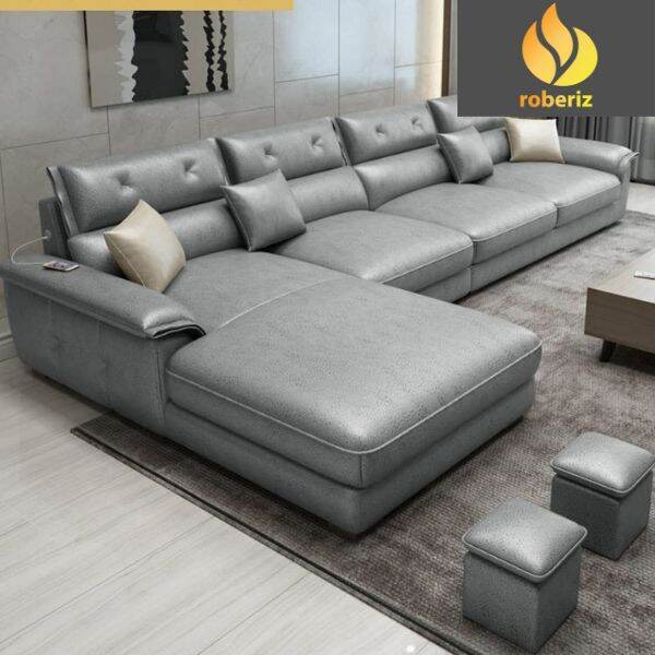 Sofa Minimalis Letter L 4 seat + Gratis 2 puff kecil | Lazada Indonesia