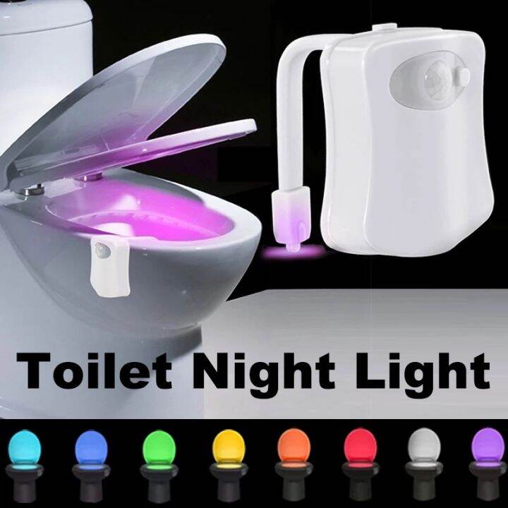 Toilet Night Light Smart PIR Motion Sensor 8/16Colors LED Bathroom ...