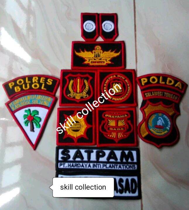 atribut satpam dasar hitam, semua warna, logo pt, semua logo | Lazada ...