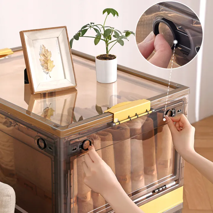 Multi-Function Organizer Box With Wheels Foldable Transparent ...