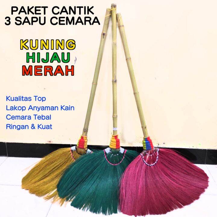 Paket 3 Sapu Lantai Cemara Warna Warni Cantik | Lazada Indonesia