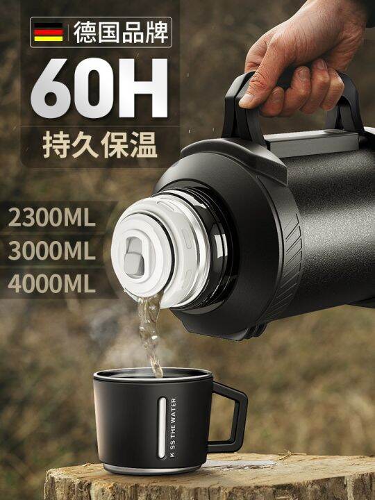 เยอรมัน edish กระติกน้ำเก็บความร้อนกลางแจ้งแบบพกพา4ลิตร ml ขนาดใหญ่ ...