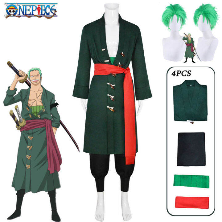 Anime One Piece Roronoa Zoro Costume Adult Men Zoro Kimono Robe Full ...