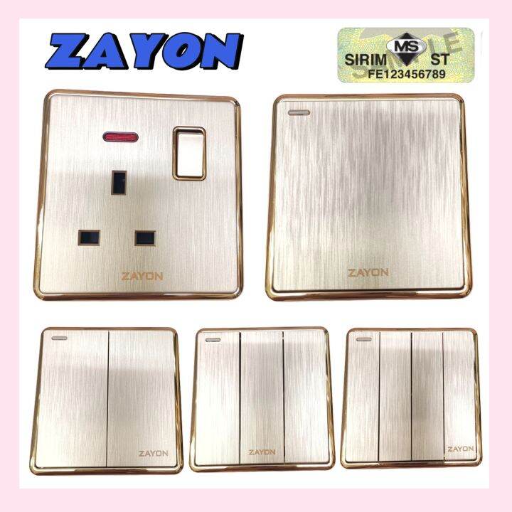 ZAYON Switches Socket Outlet 13A Switch Socket [SIRIM]Gold Colour | Lazada