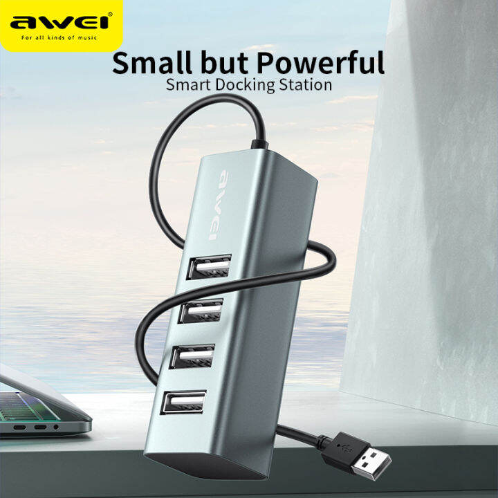Awei CL-122/CL-122T 4 in 1 Smart Docking Station 4 USB Ports Data Hub Type C USB 2.0 Hub | Lazada PH