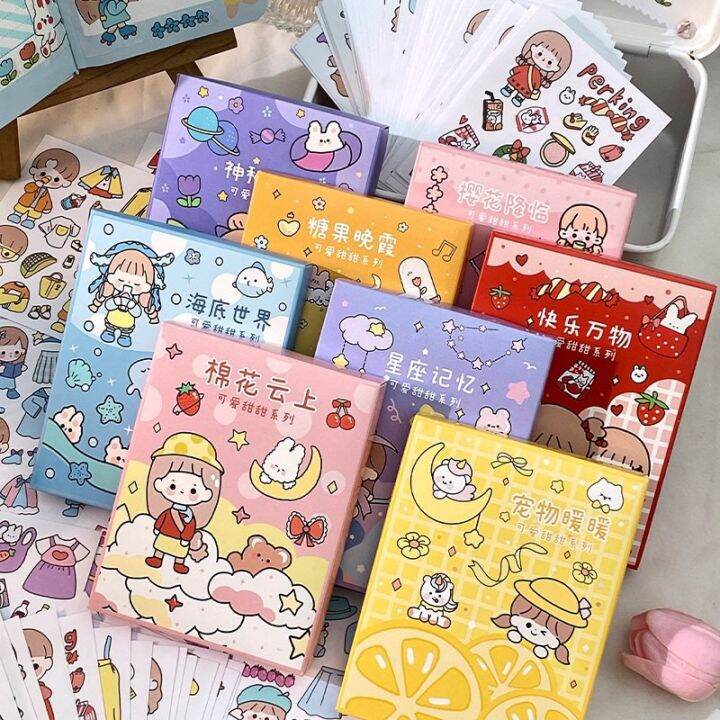 🌸Set 50 tấm sticker nhãn dán không cắt trang trí sổ bìa sách dễ thương ...