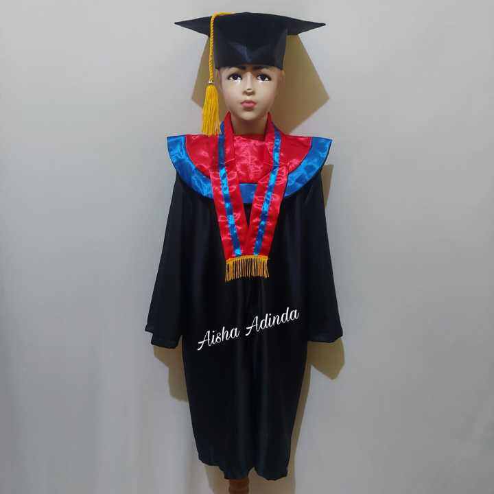 BAJU TOGA WISUDA ANAK TK PAUD MERAH LIST BIRU | Lazada Indonesia