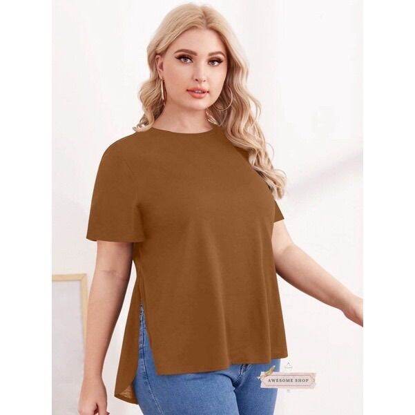 AWESOME PLUS SIZE Fashion Textured Knit Split Hem Top 31129# | Lazada PH