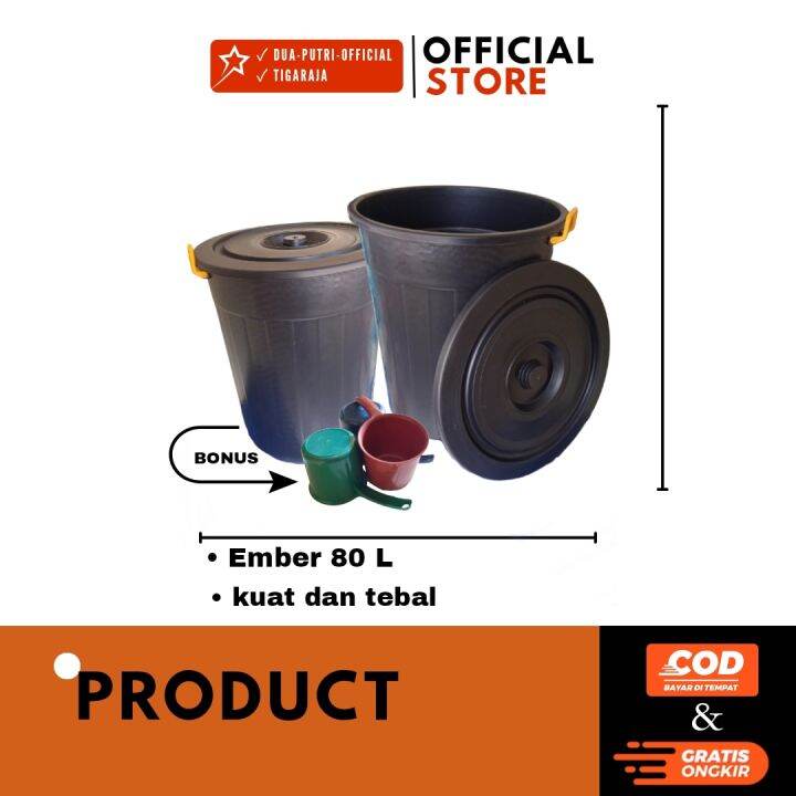 EMBER PLASTIK BESAR / JUMBO 80 LITER RML / POLARIS ASLI EMBER BESAR+TUTUP TEBAL DI JAMIN AWET ...